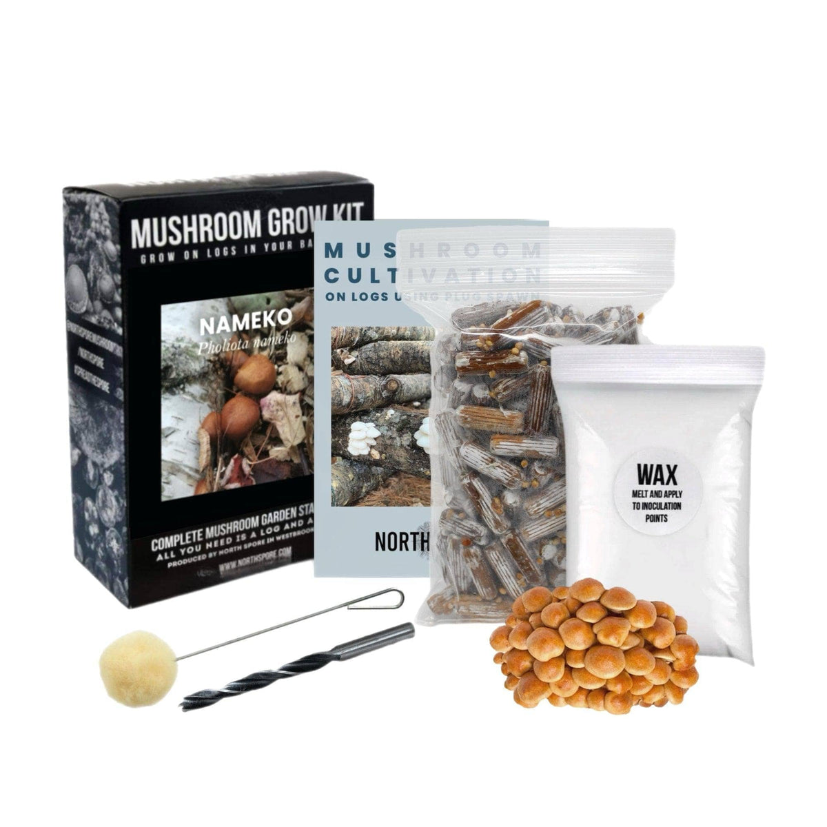 Organic Nameko Mushroom Outdoor Log Growing Kit — Raintree Nursery